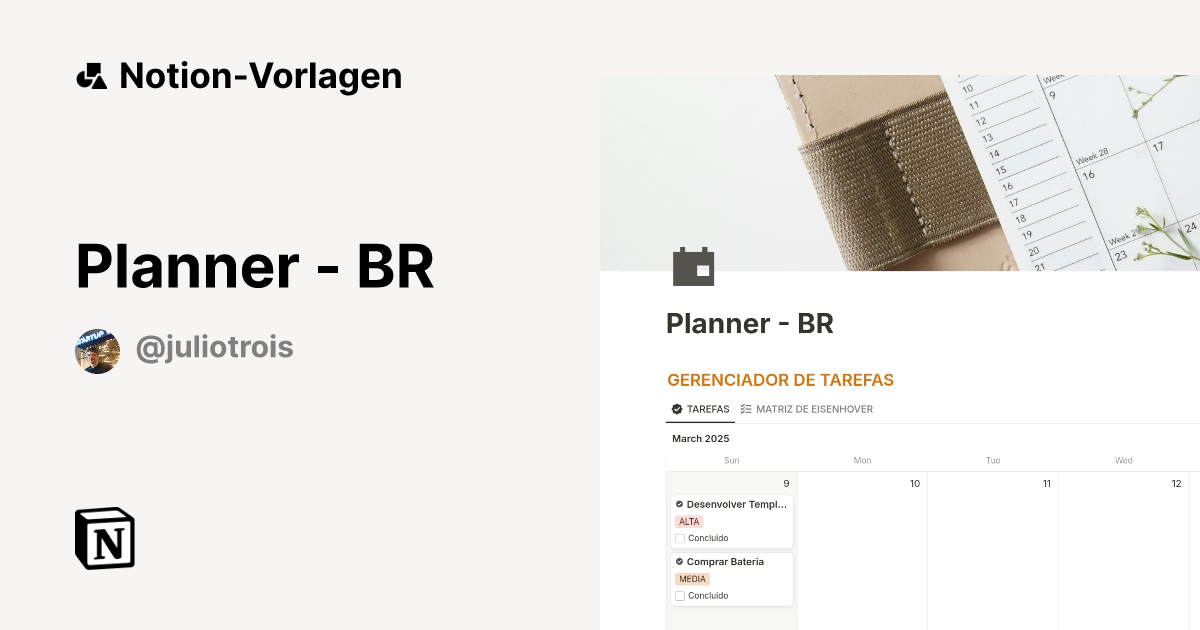 Planner - BR Vorlage | Notion-Marketplace