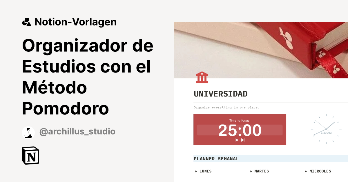 Organizador de Estudios con el Método Pomodoro Vorlage von ˗ˏˋ ...