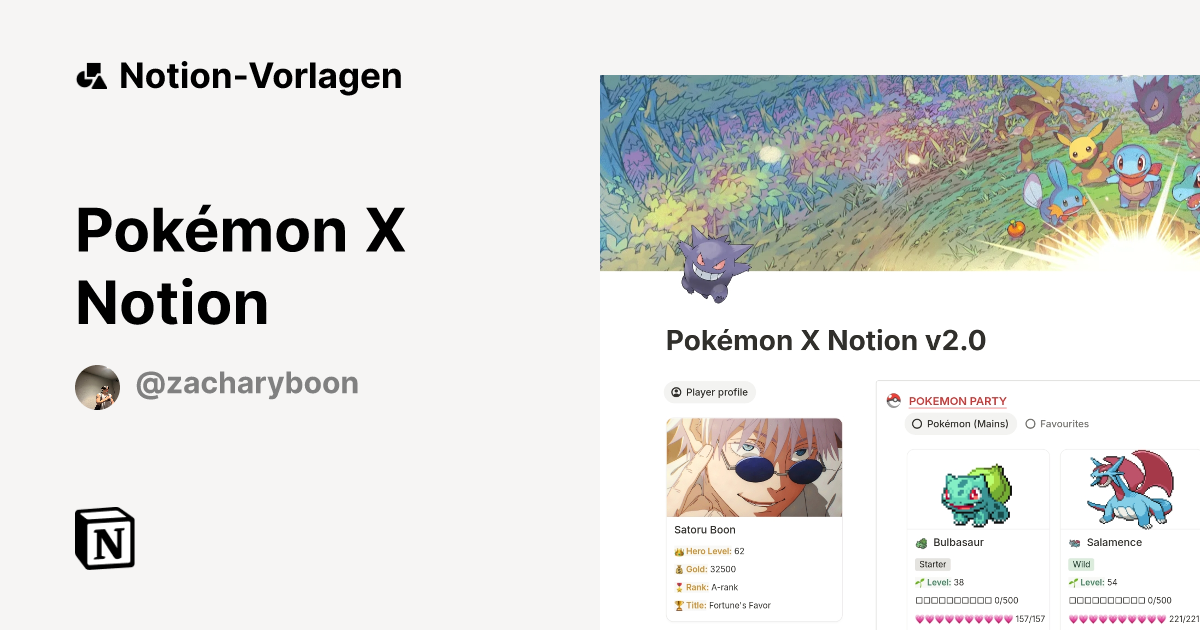 Pokémon X Notion Vorlage | Notion-Marketplace