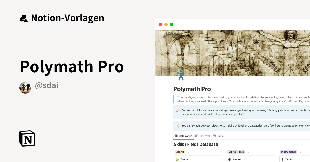 Polymath Pro Vorlage von Santiago | Notion-Marketplace