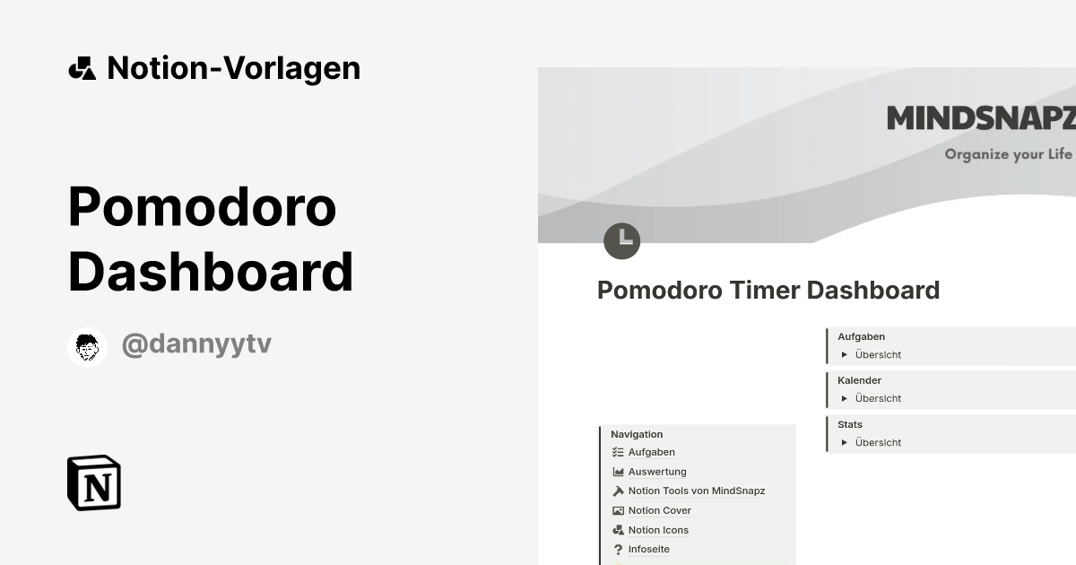 Pomodoro Dashboard Vorlage | Notion-Marketplace