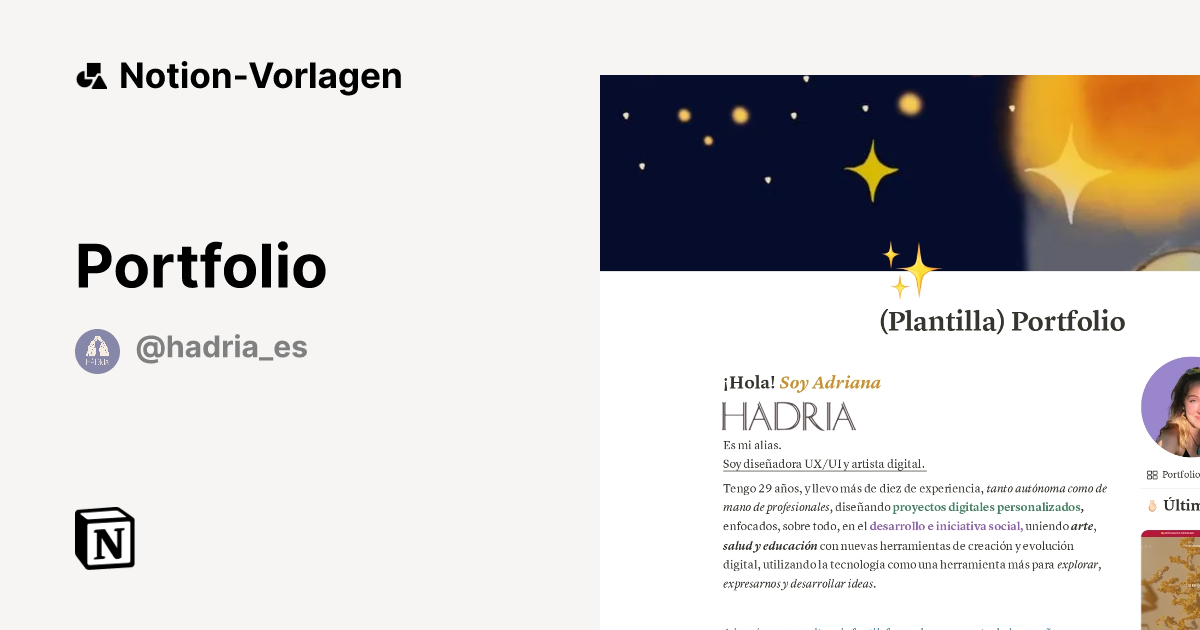 Portfolio Vorlage | Notion-Marketplace