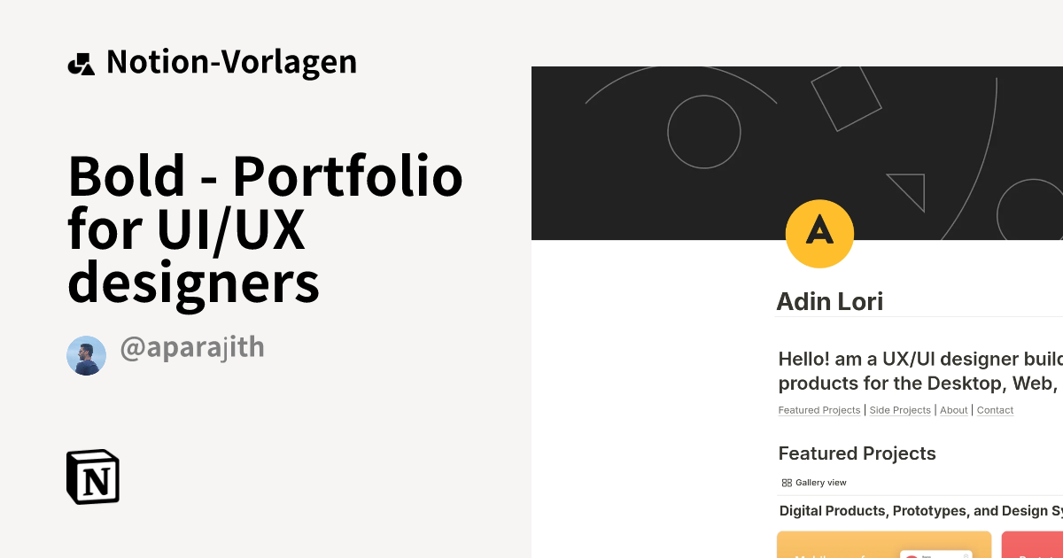 Bold - Portfolio for UI/UX designers Vorlage | Notion-Marketplace