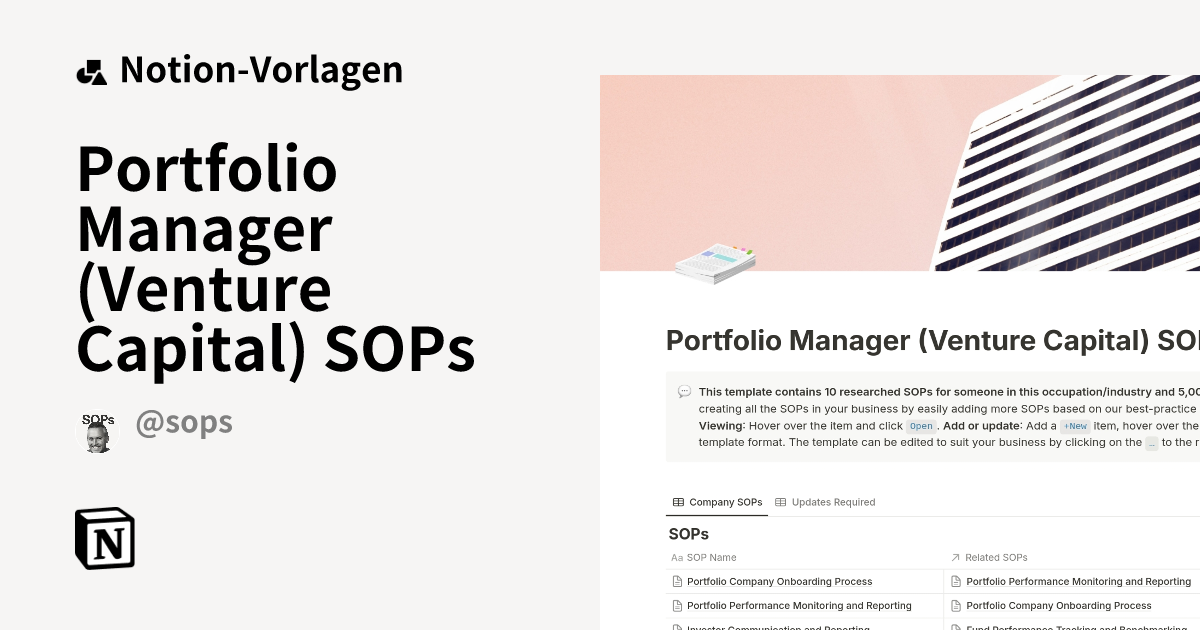 Portfolio Manager (Venture Capital) SOPs Vorlage von SOPs | Notion-Marketplace