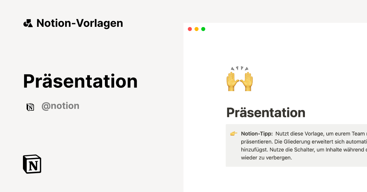 Präsentation Vorlage von Notion | Notion-Marketplace