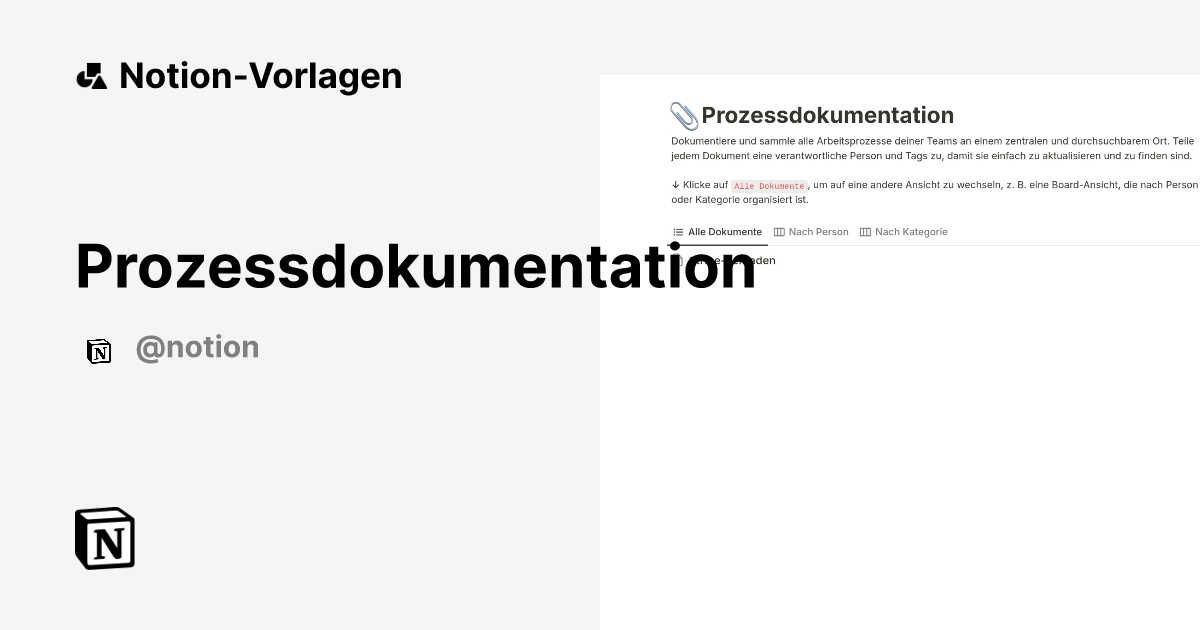 Prozessdokumentation Vorlage von Notion | Notion-Marketplace