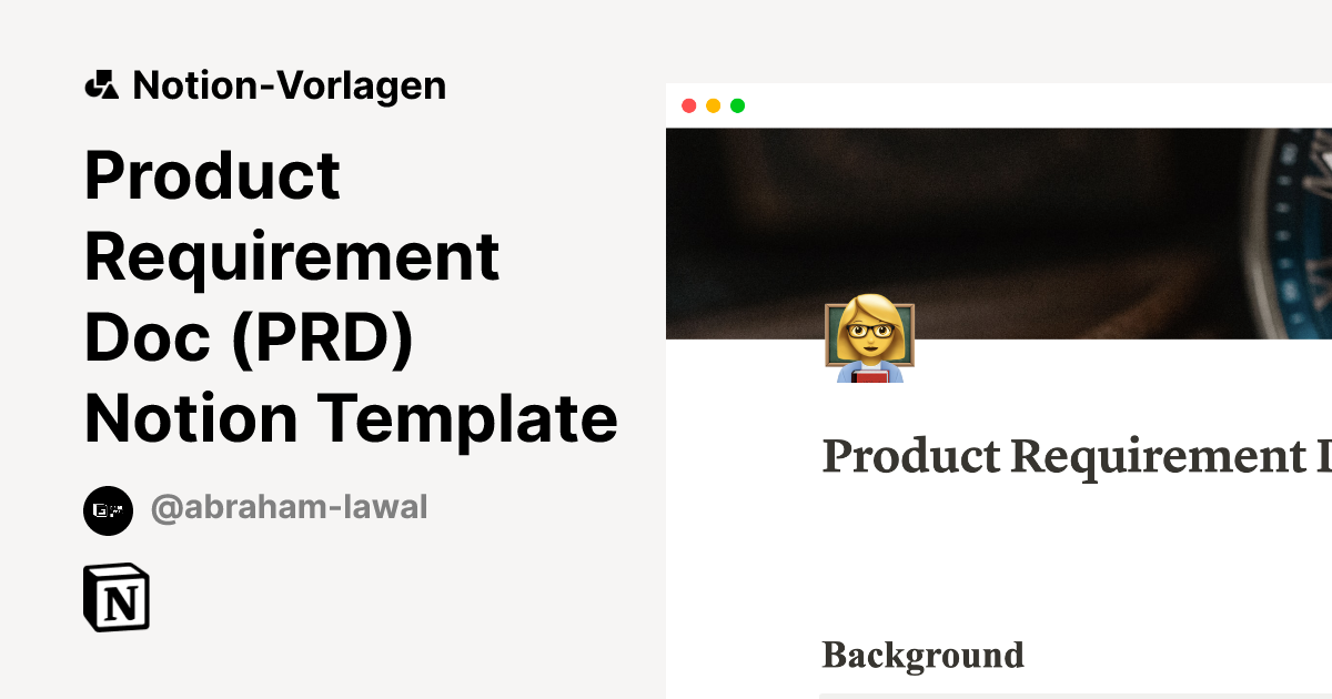 Product Requirement Doc (PRD) Notion Template Vorlage | Notion-Marketplace