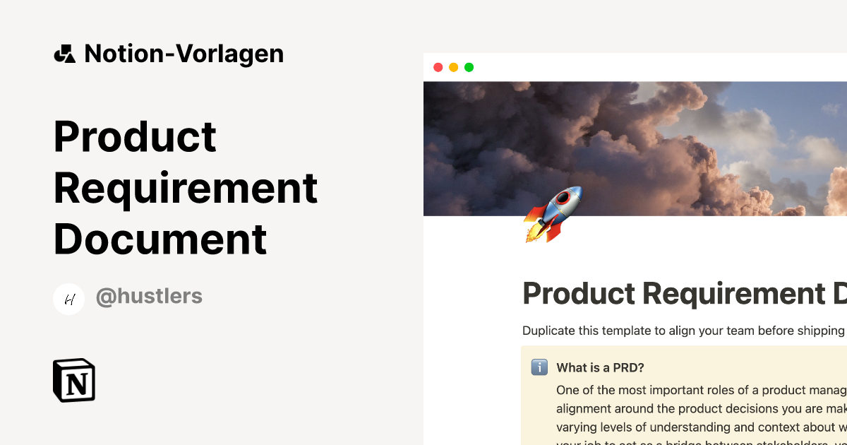 Product Requirement Document Vorlage | Notion-Marketplace