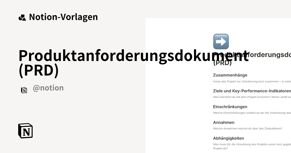 Produktanforderungsdokument (PRD) Vorlage von Notion | Notion-Marketplace