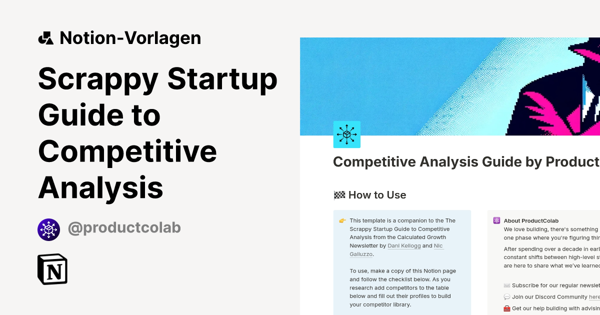 Scrappy Startup Guide to Competitive Analysis Vorlage von ProductColab | Notion-Marketplace