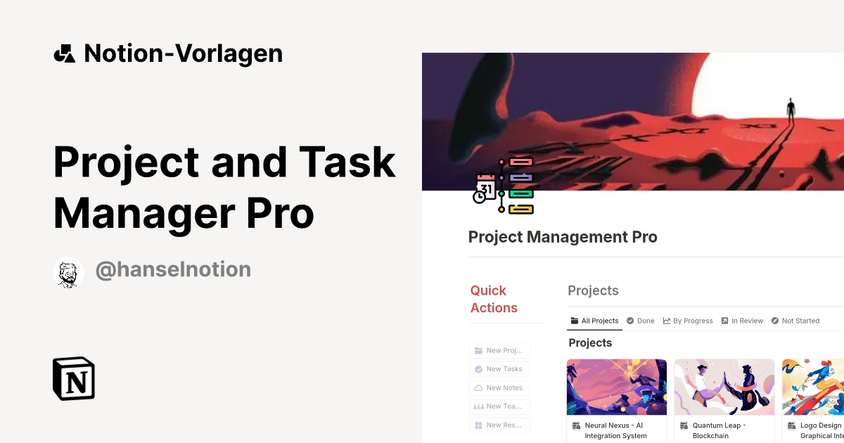 Project and Task Manager Pro Vorlage | Notion-Marketplace