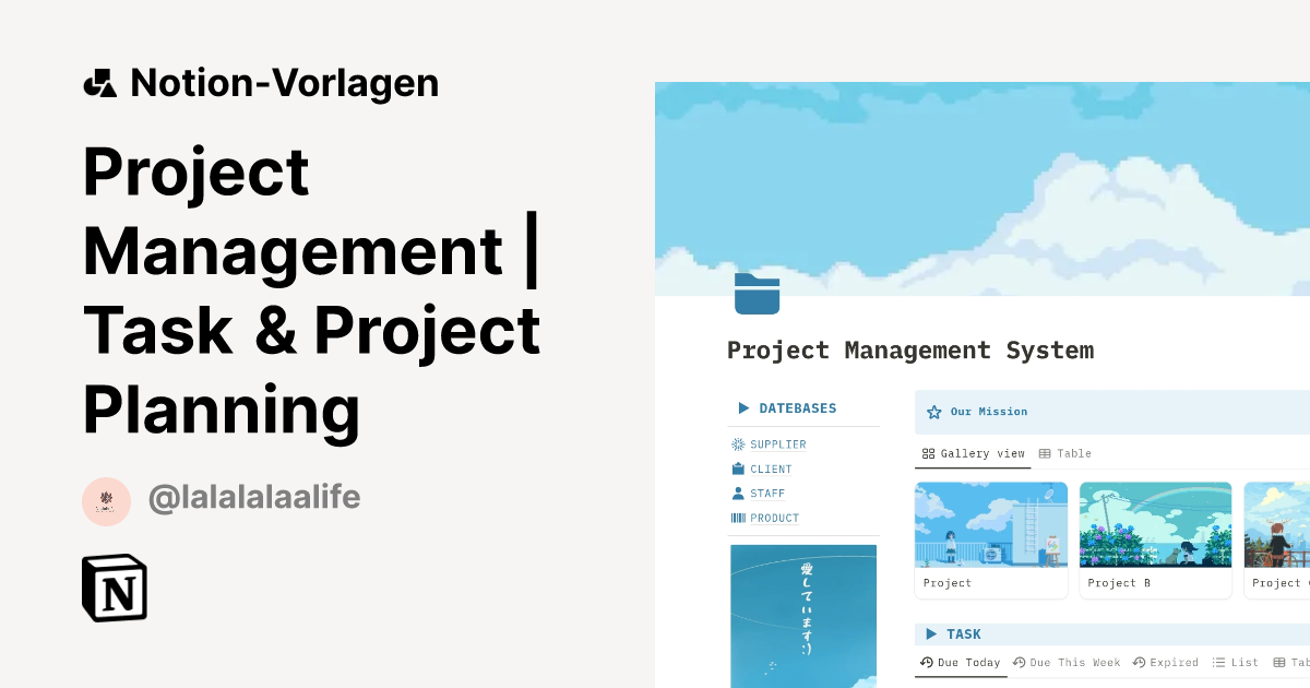 Project Management | Task & Project Planning Vorlage | Notion-Marketplace