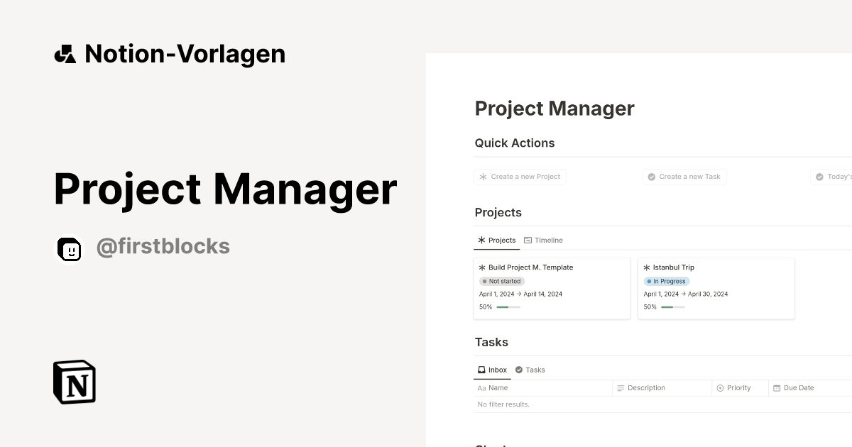 Project Manager Vorlage | Notion-Marketplace