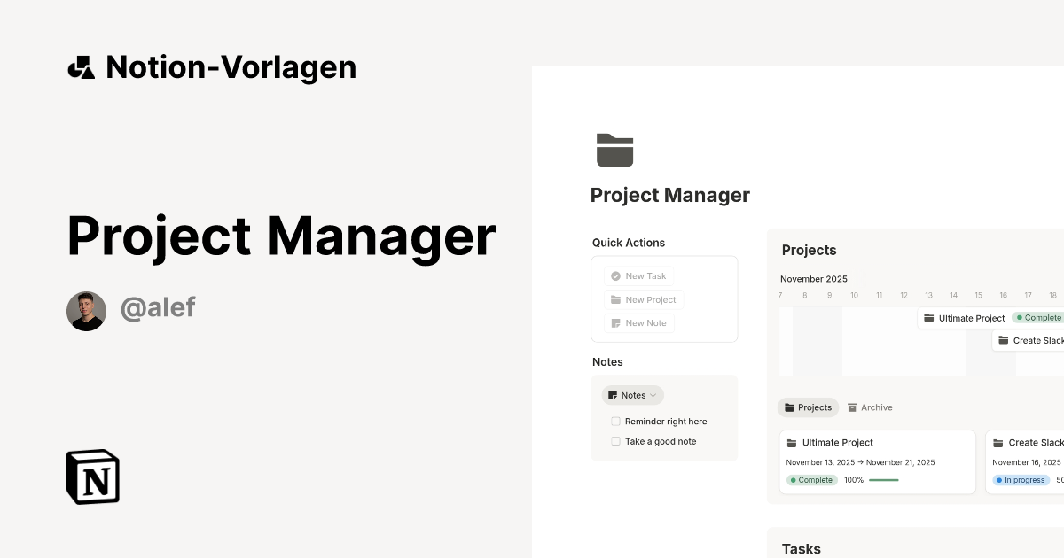 Project Manager Vorlage | Notion-Marketplace