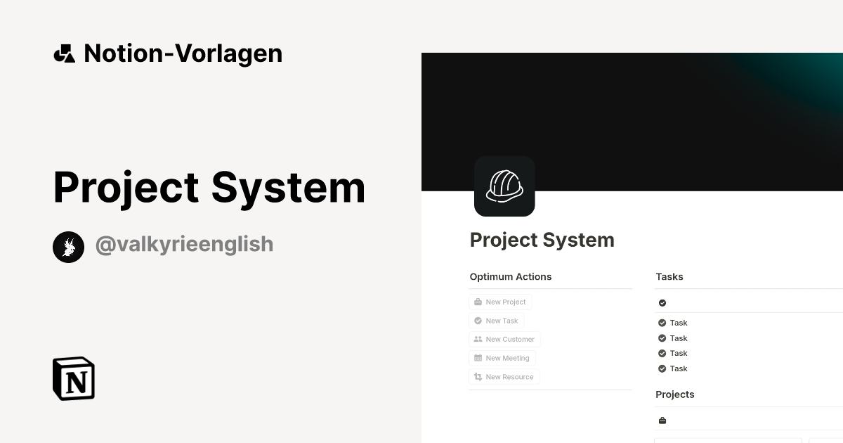 Project System Vorlage von Valkyrie | Notion-Marketplace
