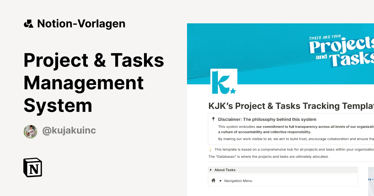 Project & Tasks Management System Vorlage | Notion-Marketplace