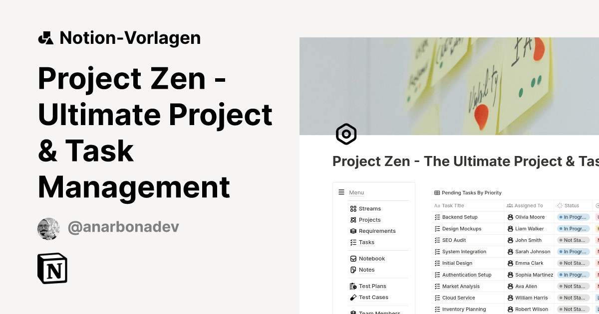 Project Zen - Ultimate Project & Task Management Vorlage von Amador Narbona | Notion-Marketplace