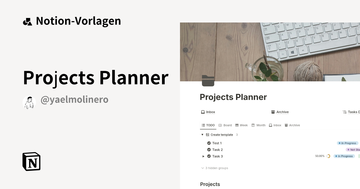 Projects Planner Vorlage von Yael M | Notion-Marketplace