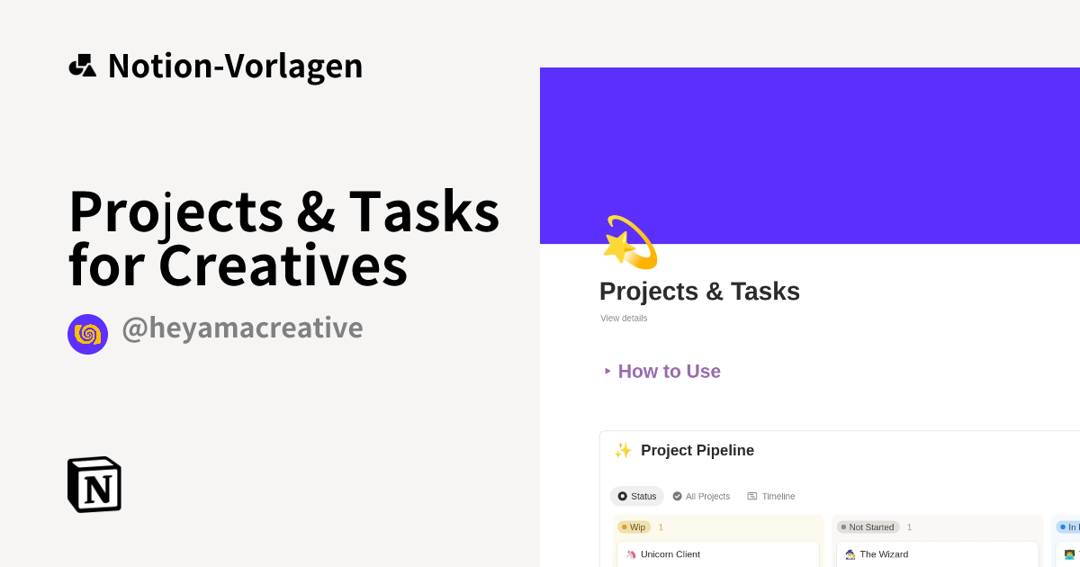 Projects & Tasks for Creatives Vorlage | Notion-Marketplace