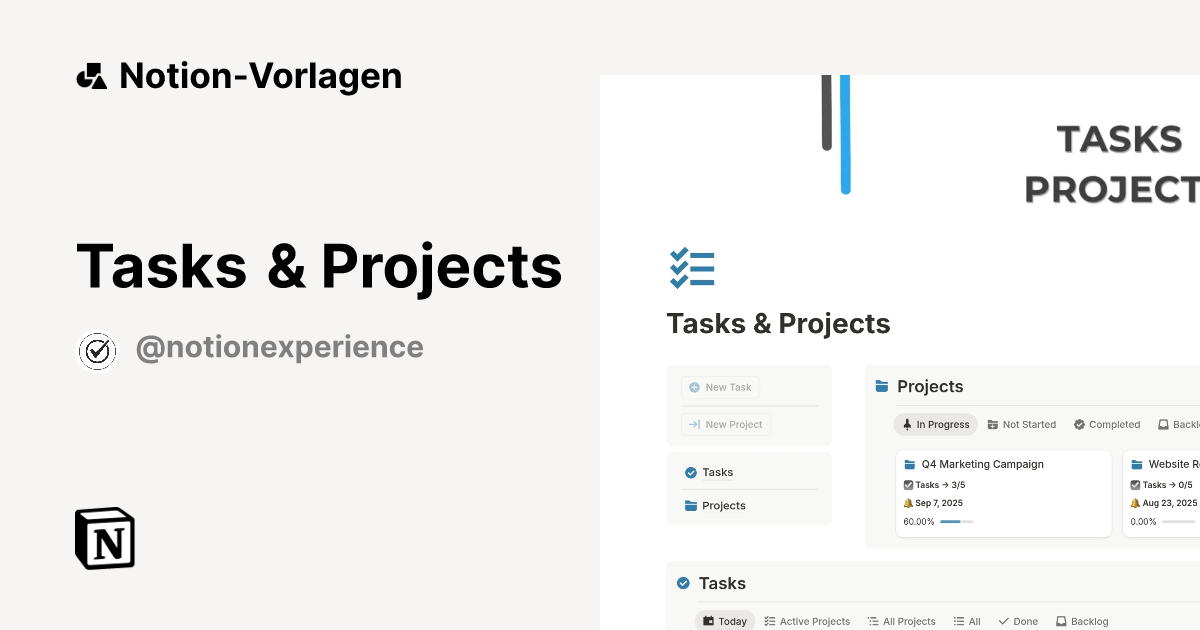 Tasks & Projects Vorlage | Notion-Marketplace