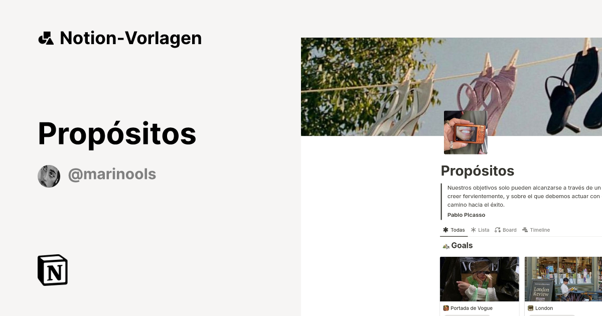 Propósitos Vorlage | Notion-Marketplace