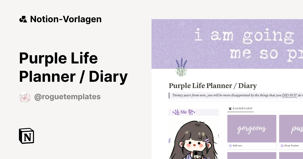 Purple Life Planner / Diary Vorlage von Rogue Templates | Notion ...