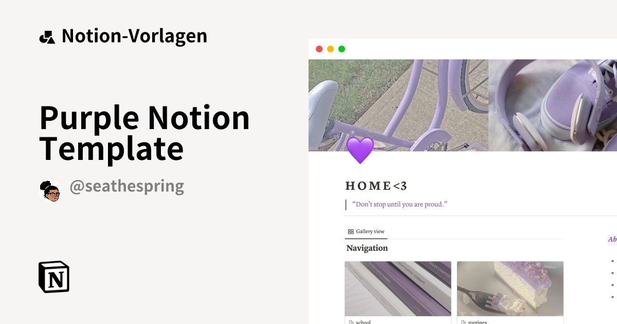 Purple Notion Template Vorlage | Notion-Marketplace