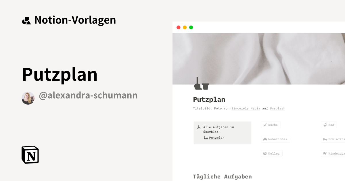 Putzplan Vorlage | Notion-Marketplace