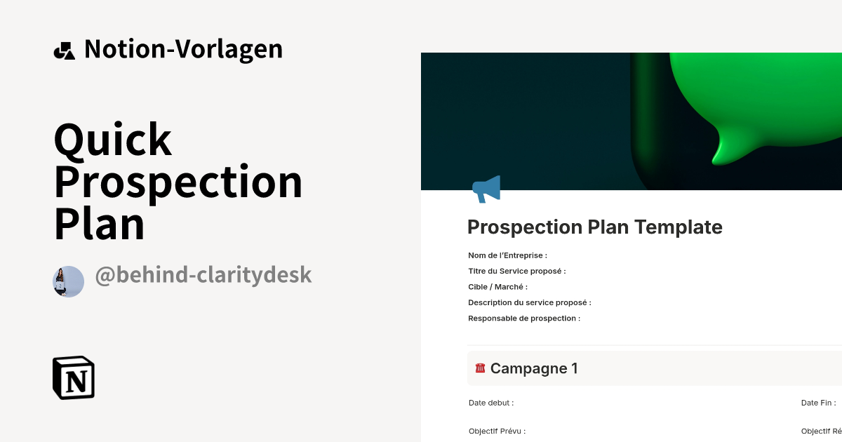 Quick Prospection Plan Vorlage von Templates for Project | Notion ...