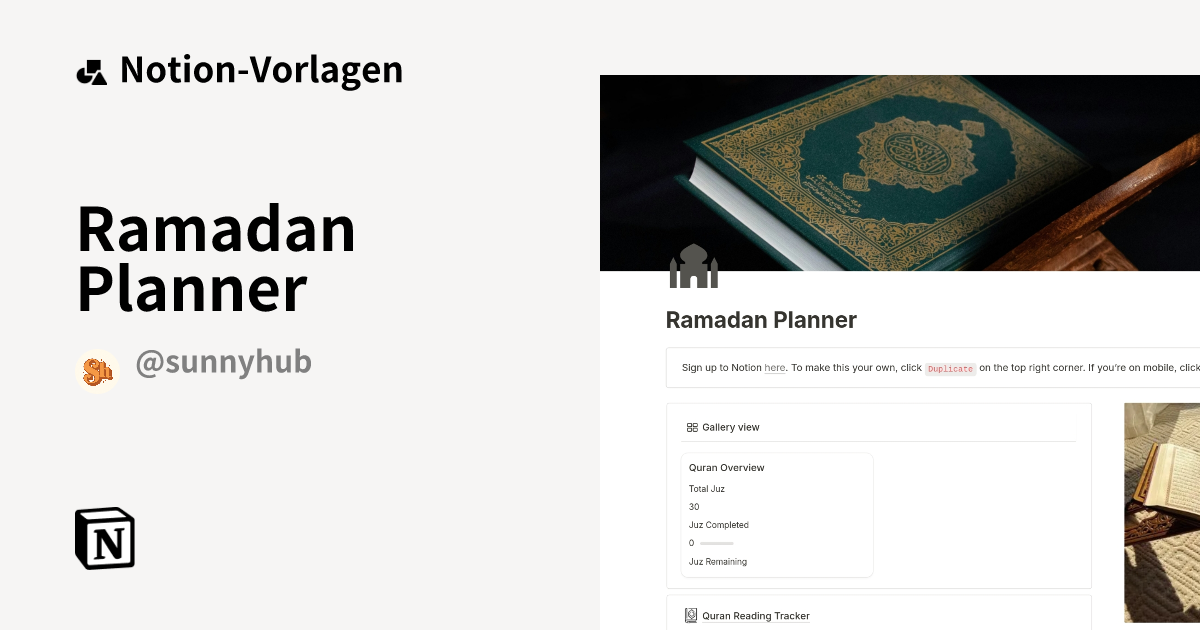 Ramadan Planner Vorlage | Notion-Marketplace