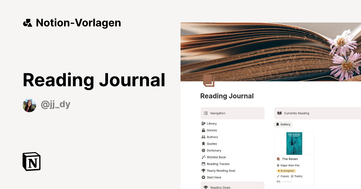 Reading Journal Vorlage | Notion-Marketplace