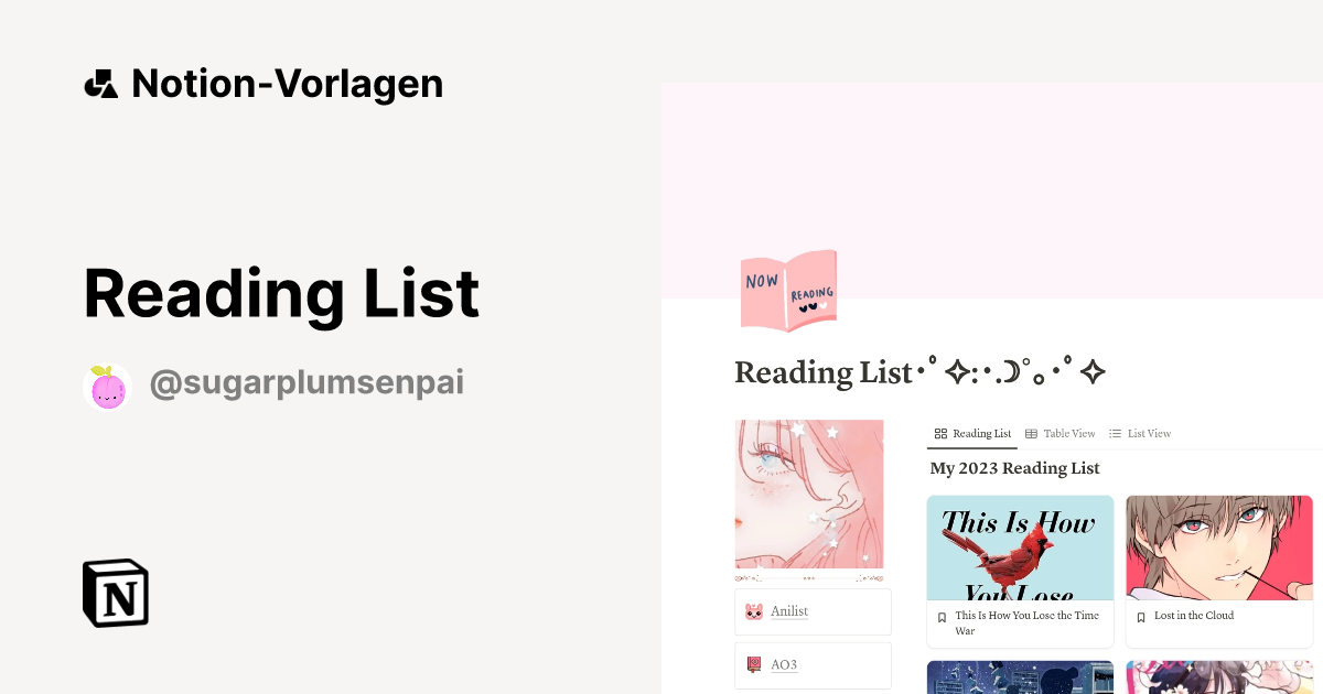 Reading List Vorlage | Notion-Marketplace