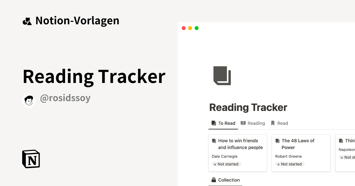 Reading Tracker Vorlage | Notion-Marketplace