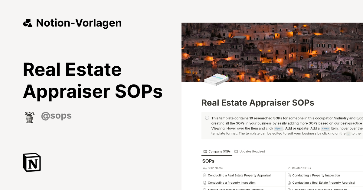 Real Estate Appraiser SOPs Vorlage | Notion-Marketplace