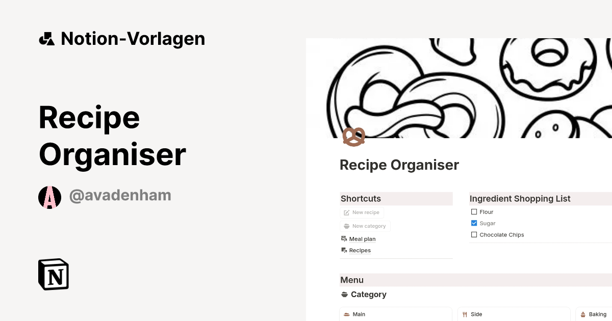 Recipe Organiser Vorlage | Notion-Marketplace