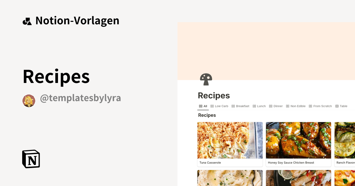 Recipes Vorlage | Notion-Marketplace