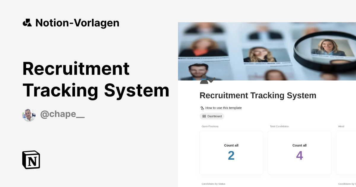 Recruitment Tracking System Vorlage | Notion-Marketplace