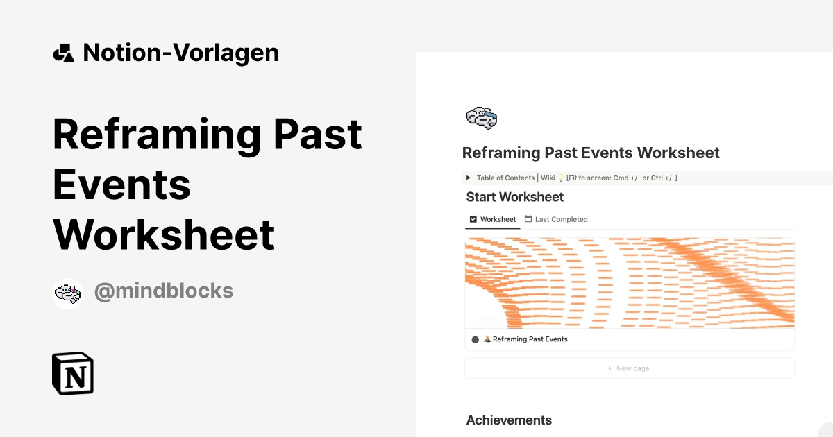 Reframing Past Events Worksheet Vorlage von MindBlocks | Notion-Marketplace