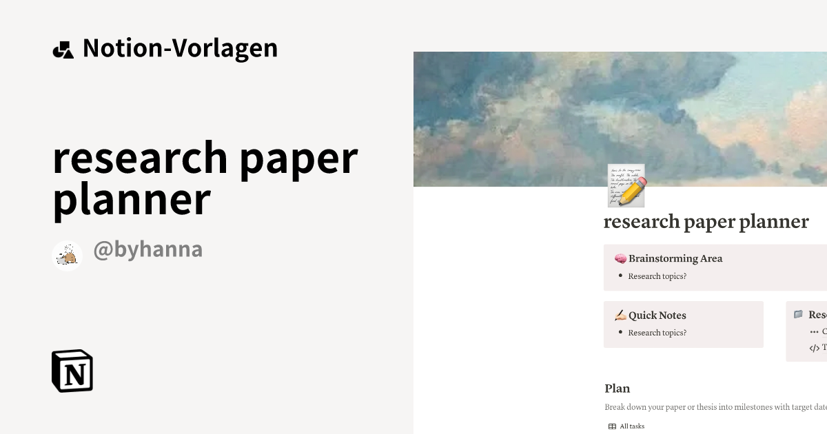 research paper planner Vorlage von by hanna | Notion-Marketplace