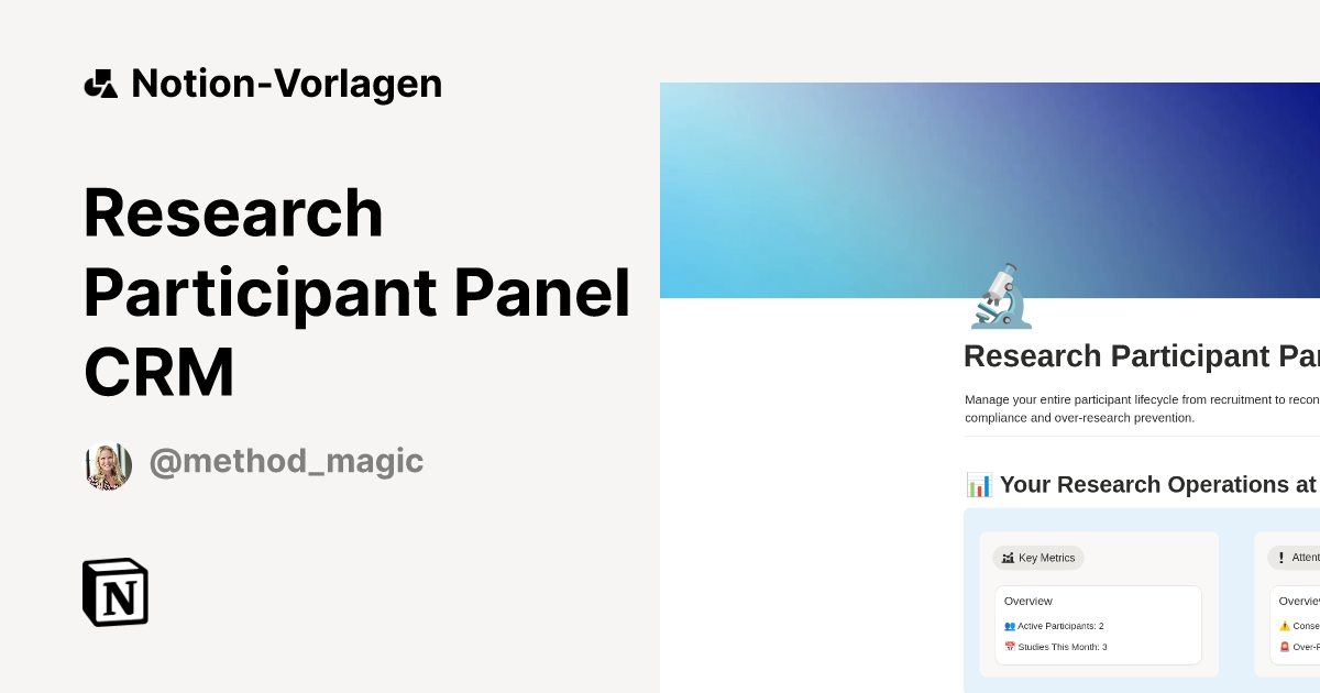 Research Participant Panel CRM Vorlage | Notion-Marketplace