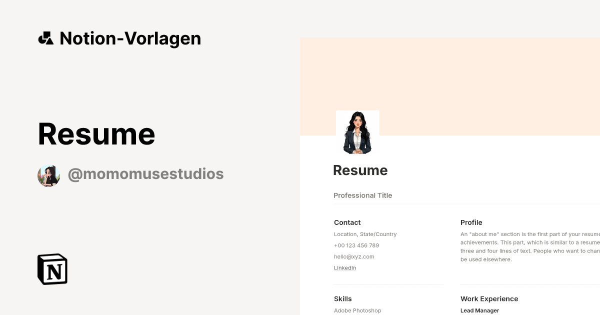 Resume Vorlage | Notion-Marketplace