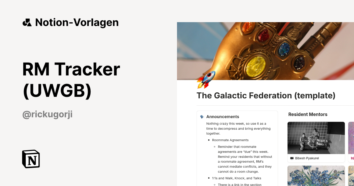 RM Tracker (UWGB) Vorlage | Notion-Marketplace