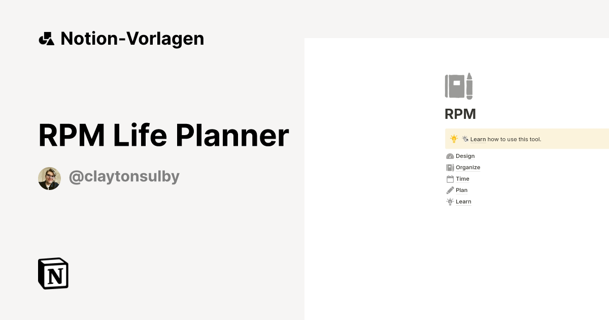 RPM Life Planner Vorlage | Notion-Marketplace