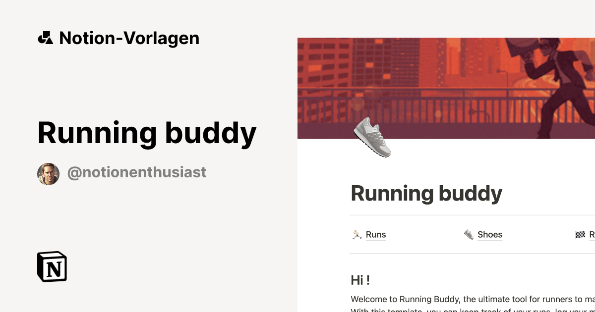 Running buddy Vorlage von David | Notion-Marketplace