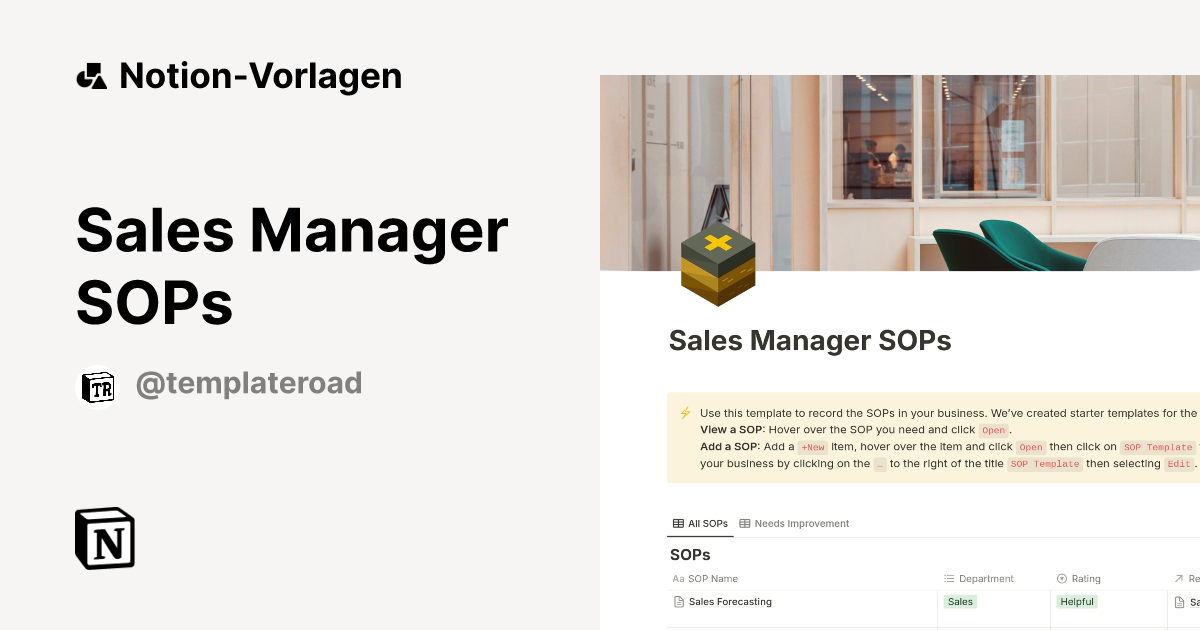 Sales Manager SOPs Vorlage von Template Road | Notion-Marketplace