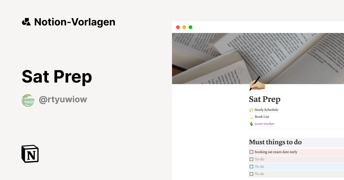 Sat Prep Vorlage von Shamiha | Notion-Marketplace