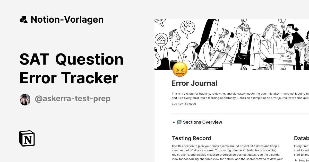 SAT Question Error Tracker Vorlage | Notion-Marketplace