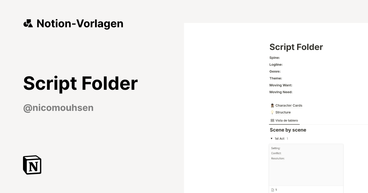 Script Folder Vorlage von Nico Mouhsen | Notion-Marketplace