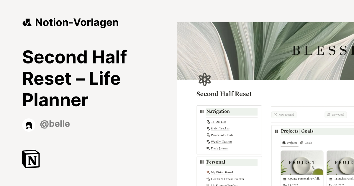 Second Half Reset – Life Planner Vorlage | Notion-Marketplace