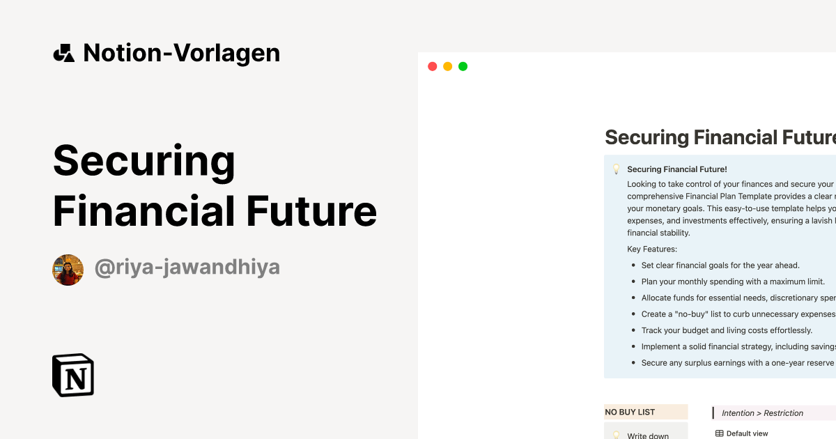 Securing Financial Future Vorlage | Notion-Marketplace